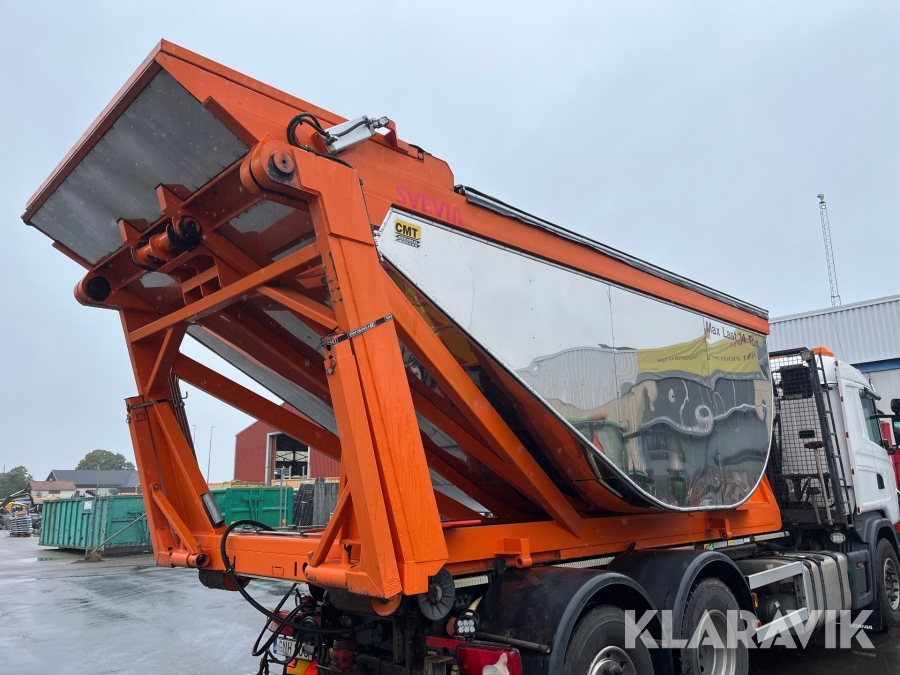 Högtippsbalja på lastväxlarram CMT, Linköping, Klaravik aukt