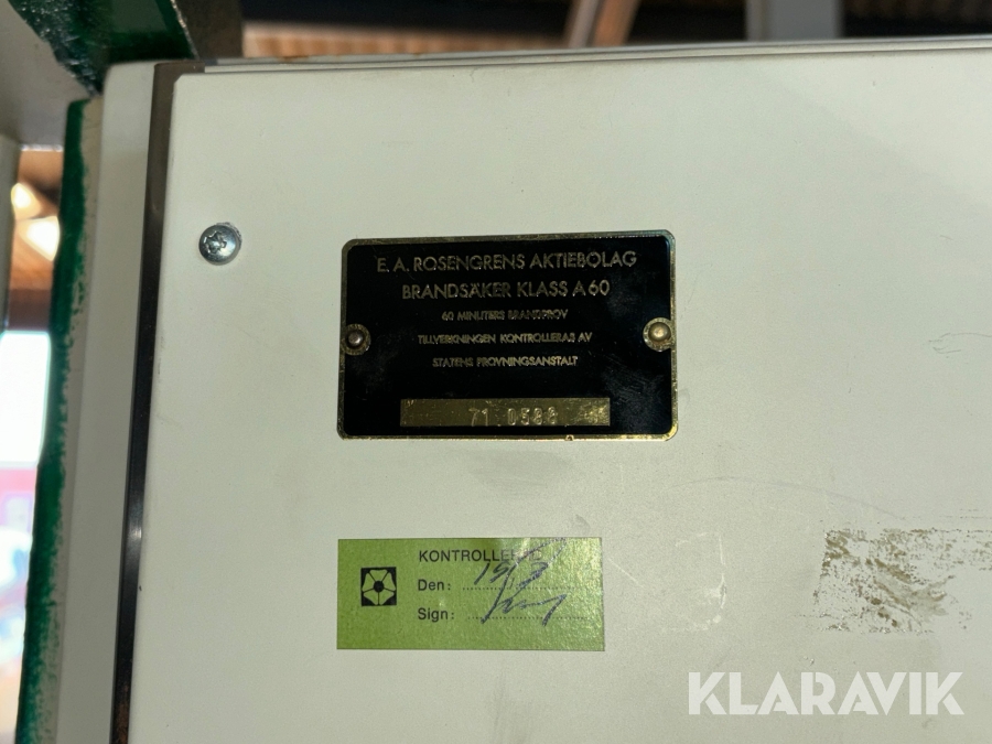 Kassaskåp Rosengrens, Klippan, Klaravik auktioner
