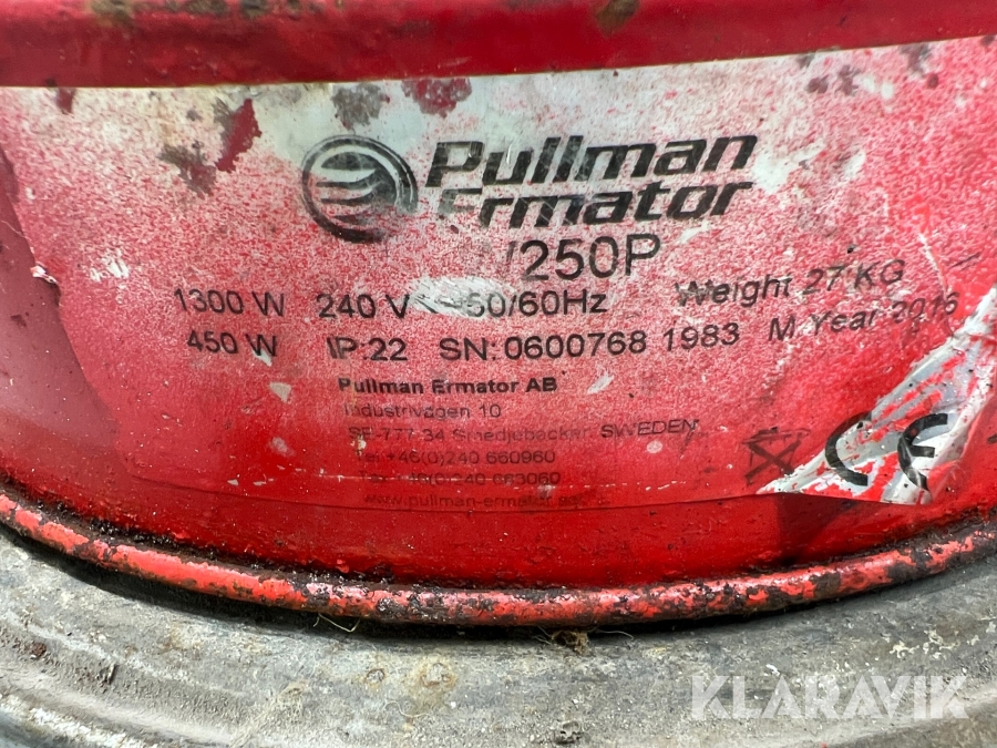 Våtsug med pump Pullman Ermator W250P, Svalöv, Klaravik aukt