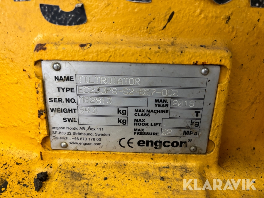 Tiltrotator Engcon EC233, Sjöbo, Klaravik auktioner
