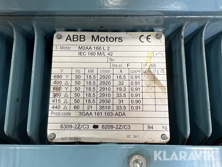 Motor ABB M2AA 160 L 2, Mölndal, Klaravik auktioner