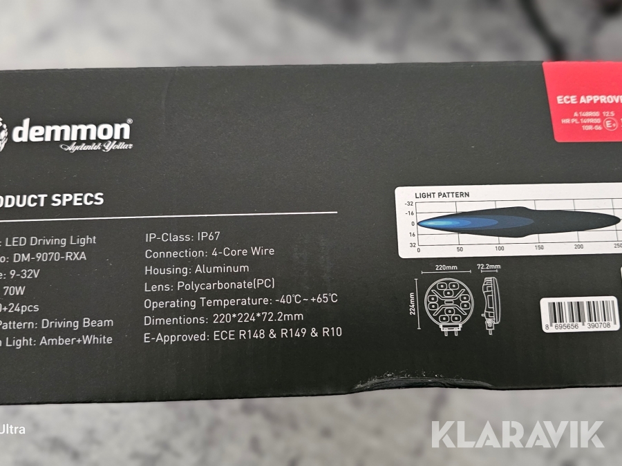 Led Extra ljus Demmon 9” Dm-9070-RXA, Gällivare, Klaravik a