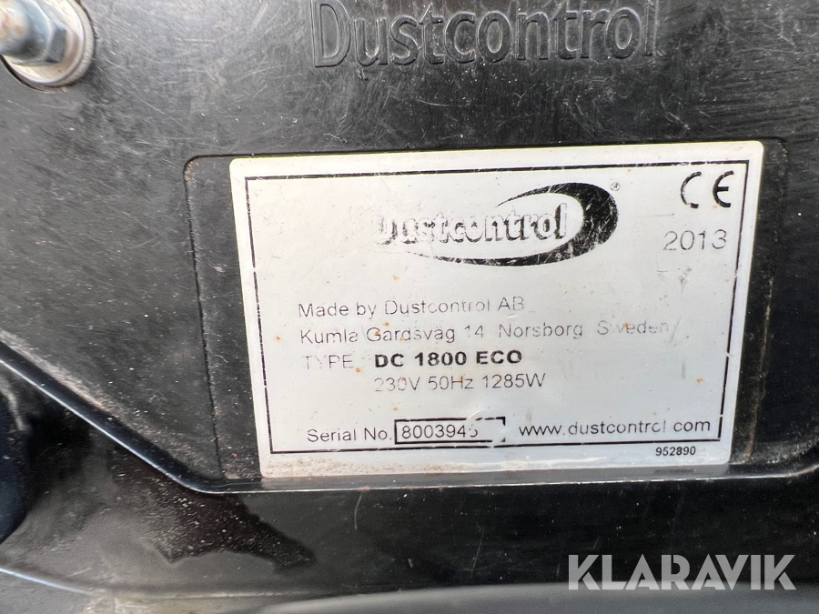 Stoftavskiljare Dustcontrol DC 1800 eco, Svalöv, Klaravik au
