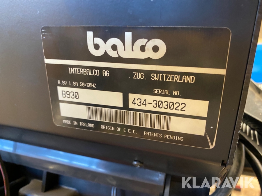 Balanseringsmaskin Balco B930, Laholm, Klaravik auktioner