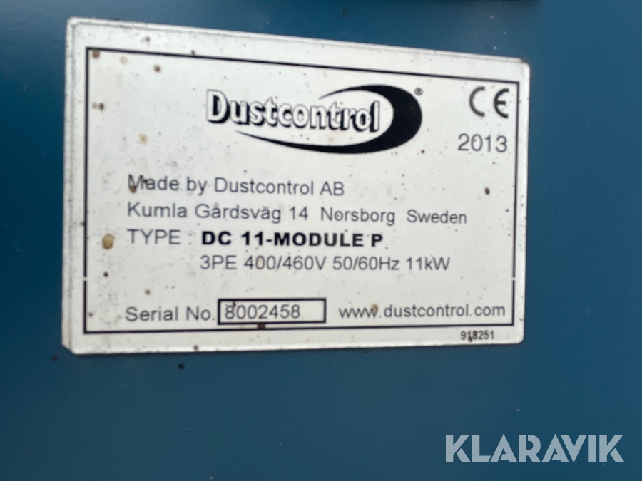 Grovdammsugare Dustcontrol DC 11 - Module, Uppsala, Klaravik