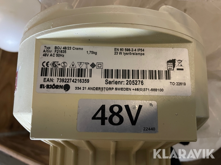 Byggbelysning El-björn, Karlstad, Klaravik auktioner