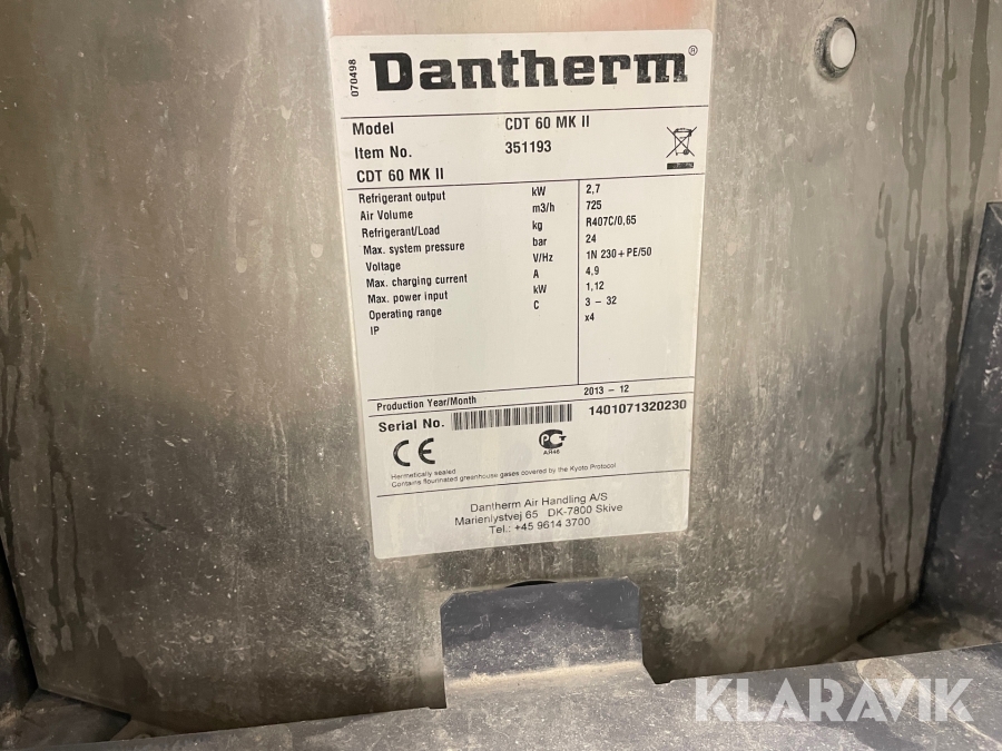 Avfuktare Dantherm CDT 60, Svalöv, Klaravik auktioner
