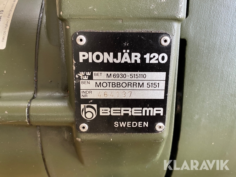 Bergborr Berema Pionjär 120, Norrtälje, Klaravik auktioner