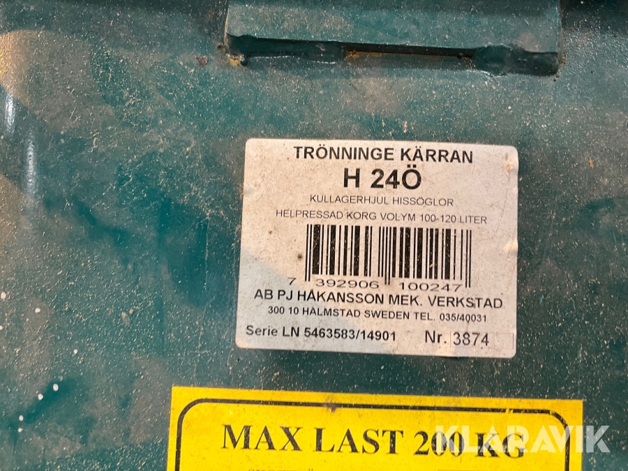 Skottkärra Trönningekärran H24 Ö, Östhammar, Klaravik auktio