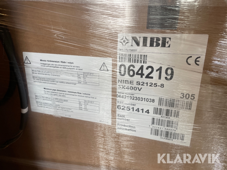 Luft/vattenvärmepump Nibe S2125-8 3X400V, Strömsund, Klaravi