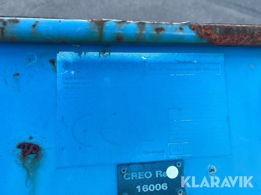 Fodervagn Obm Norden 360L/750KG, Svalöv, Klaravik auktioner