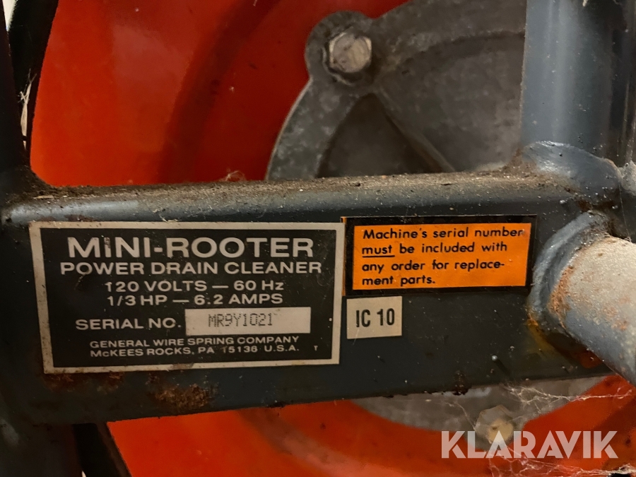 Avloppsrensmaskin General Mini Rooter, Karlskrona, Klaravik