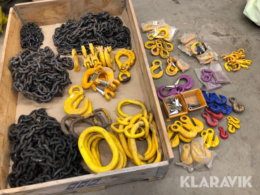 Kättingar , krokar, o-ringar