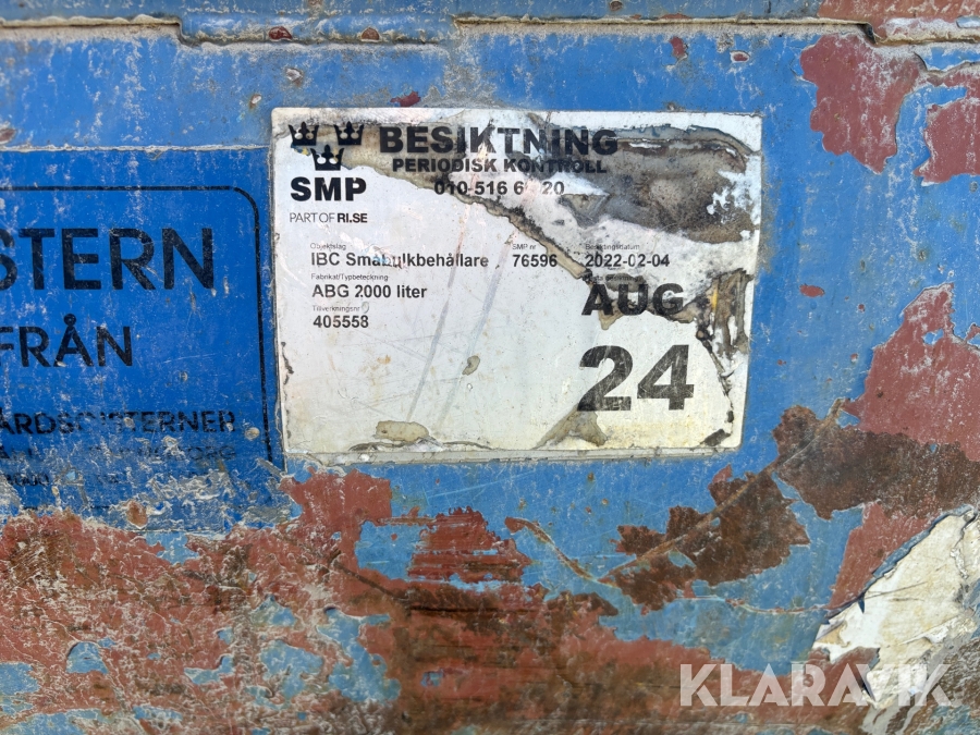 Dieseltank ABG 2000L, Uppsala, Klaravik auktioner