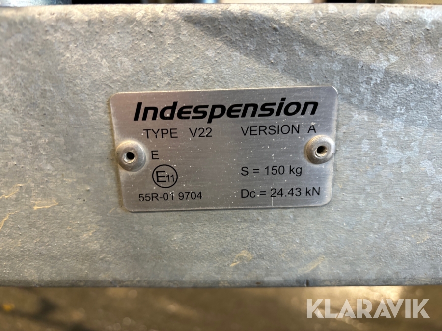 Personbilssläp Indespension PL27095L/R3, Berg, Klaravik aukt