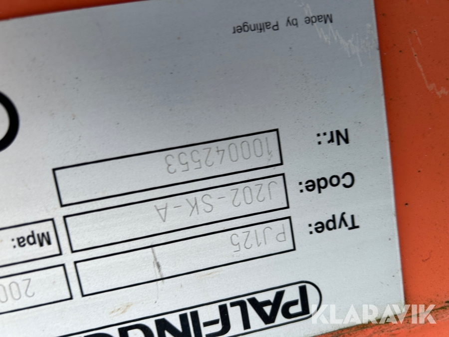 Jibb Palfinger PJ125, Enköping, Klaravik auktioner