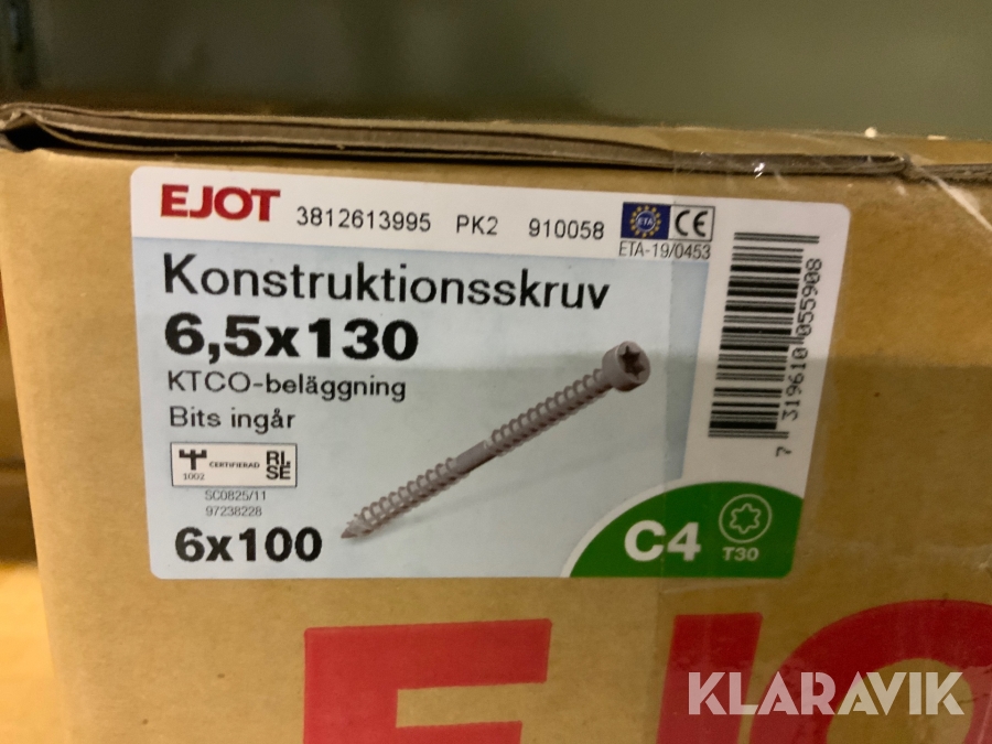 Konstruktionsskruv Ejot 6,5x130, Karlskoga, Klaravik auktion