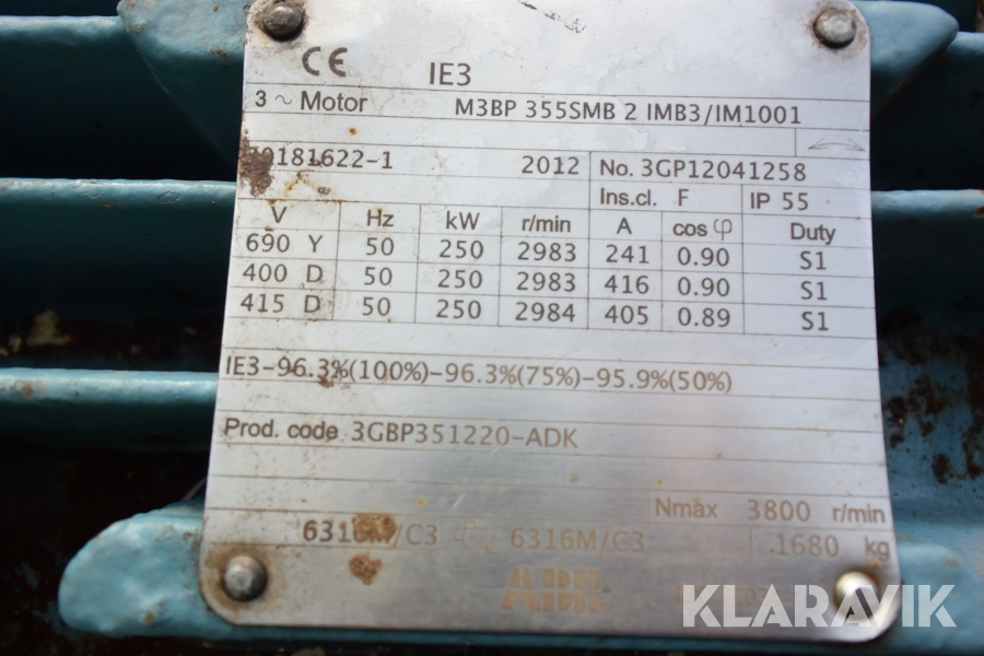 Elmotor ABB M3BP 355SMB 2 IMB3/IM1001, Jönköping, Klaravik