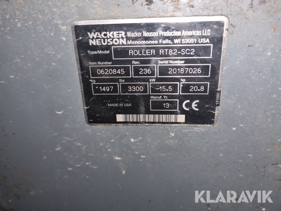 Tvåvalsvält fjärrstyrd Wacker Neuson RT SC2, Timrå,