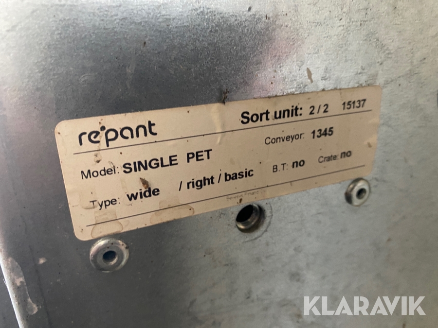 Pantmaskinen Repant Infeed Cosmos, Ängelholm, Klaravik aukti