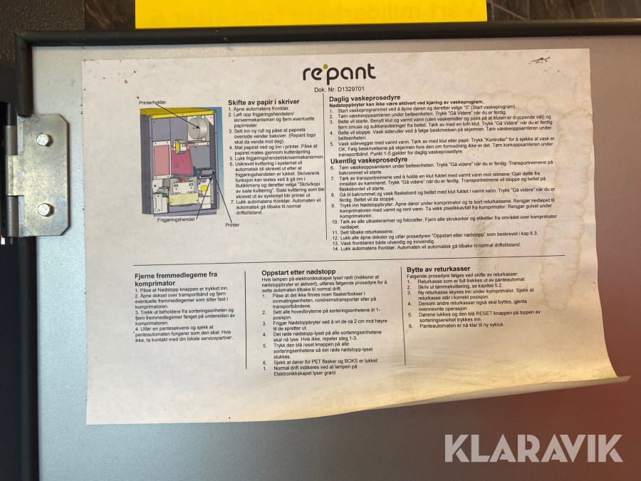 Pantmaskinen Repant Infeed Cosmos, Ängelholm, Klaravik aukti