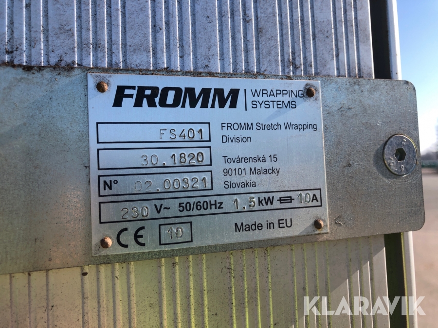 Sträckfilmsmaskin Fromm FS 401, Perstorp, Klaravik auktione