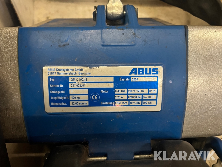 Kättingstelfer Abus GM C 100.12, Skövde, Klaravik auktioner